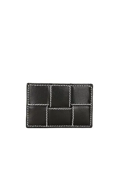 Bottega Veneta Cassette Credit Card Case Urban Stitch In Black